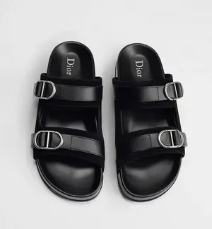 Dior Suede Double Strap Sandals With Cd Buckles