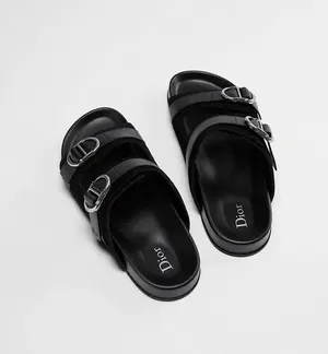 Dior Suede Double Strap Sandals With Cd Buckles