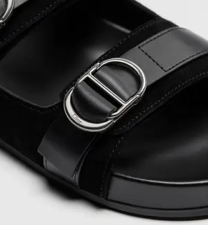 Dior Suede Double Strap Sandals With Cd Buckles