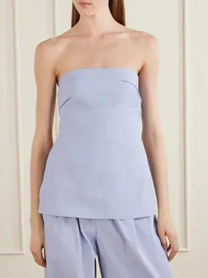 ST. AGNI Strapless Tie-back Poplin Top