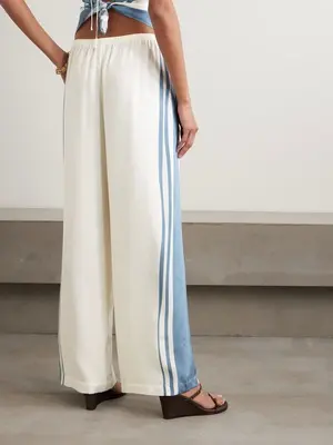 SIR. Drawstring Stripe Wide-leg Trousers - White