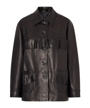 NILI LOTAN Gus Tasseled Leather Jacket