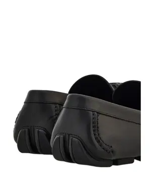 FERRAGAMO Gancini Ornament Driver Loafers - Black