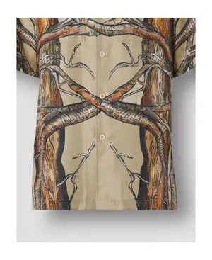 Burberry Elm Print Short Sleeve Silk Shirt