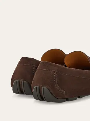 FERRAGAMO Laced Suede Driver Loafers - Brown