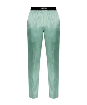 TOM FORD Logo-waistband Silk Pajamas - Green