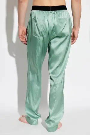 TOM FORD Logo-waistband Silk Pajamas - Green