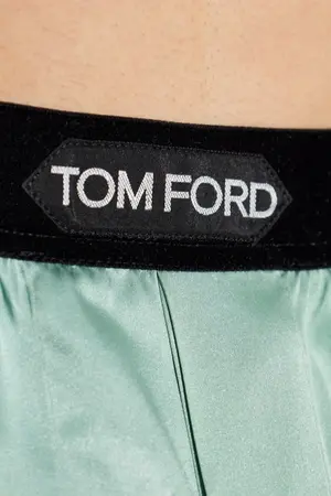 TOM FORD Logo-waistband Silk Pajamas - Green