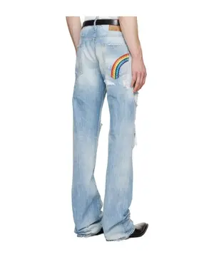 Dsquared2 Belt Loop Jeans With Rainbow Embroidery
