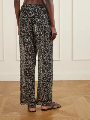 NILI LOTAN Polka Dot Silk Pants - Black