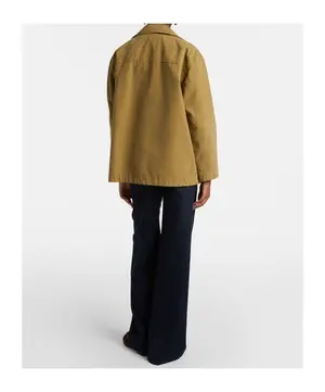 NILI LOTAN Reed Cotton And Linen Flared Trousers With Gold Buttons - Black