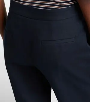 NILI LOTAN Reed Cotton And Linen Flared Trousers With Gold Buttons - Black