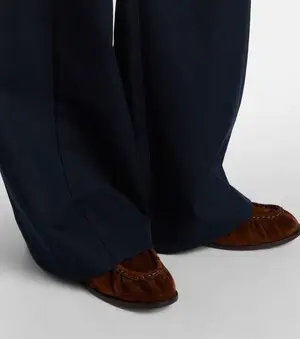 NILI LOTAN Reed Cotton And Linen Flared Trousers With Gold Buttons - Black