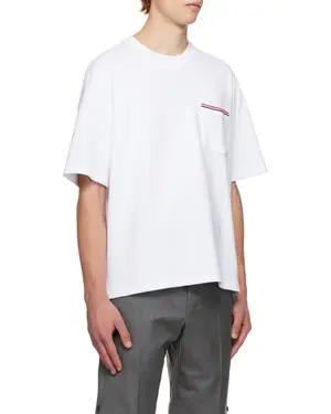 Thom Browne Striped Trim Pocket T-shirt - White