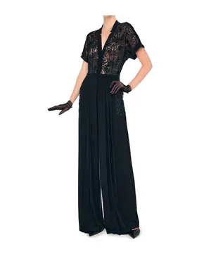 Norma Kamali Geralyn Short-sleeves Jumpsuit With Lace Detail