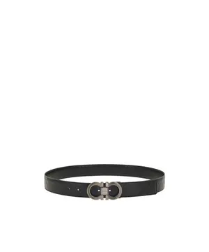 FERRAGAMO Reversible Gancini Belt - Black