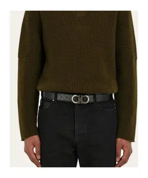 FERRAGAMO Reversible Gancini Belt - Black