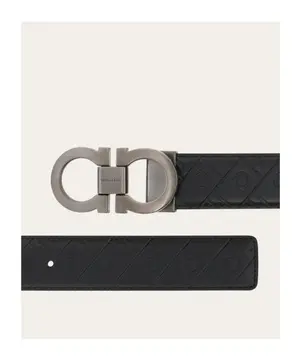 FERRAGAMO Reversible Gancini Belt - Black