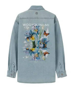 WOOYOUNGMI Floral Back Print Denim Shirt