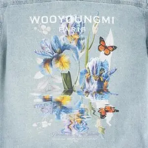 WOOYOUNGMI Floral Back Print Denim Shirt