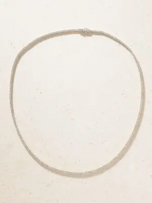 STONE AND STRAND The Essential Dainty Tennis Necklace In 14k White With Diamonds - Gold