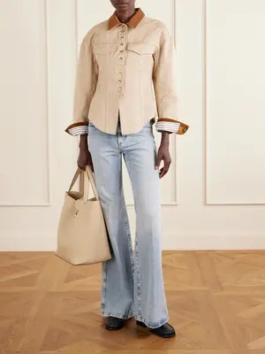 RÙADH The Lennox Suede-trimmed Organic Cotton-twill Jacket - Brown