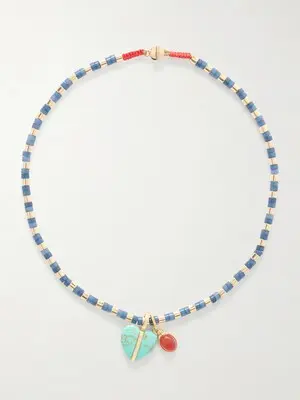 ROXANNE ASSOULIN The Bar Gold-tone Lapis Lazuli, Turquoise And Carnelian Necklace - Blue