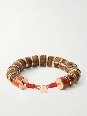ROXANNE ASSOULIN The Stone Slide Gold-tone And Tiger's Eye Beaded Bracelet - Brown