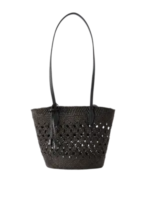 HUNTING SEASON Lattice Basket Raffia Tote - Black