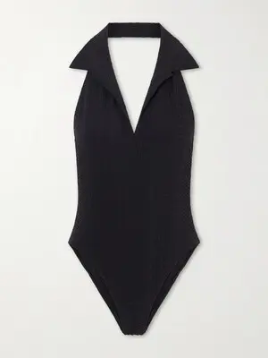 Lisa Marie Fernandez Polo Seersucker One-piece Swimsuit - Black