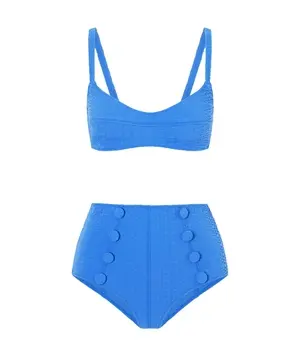 Lisa Marie Fernandez Button-embellished Balconette Bikini - Blue