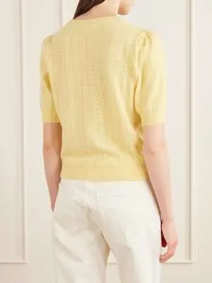 FRAME Charm Knitted Cashmere Sweater - Yellow