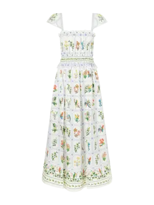 Farm Rio Tropical Porcelain Printed Cotton-poplin Maxi Dress - White