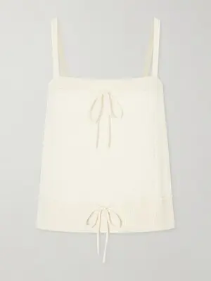 FRAME Charm Knotted Knit Cashmere Tank - Neutrals