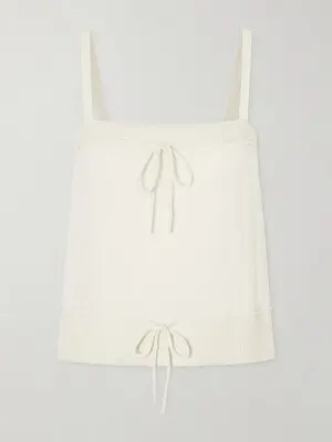 FRAME Charm Knotted Knit Cashmere Tank - Neutrals