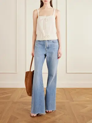 FRAME Charm Knotted Knit Cashmere Tank - Neutrals
