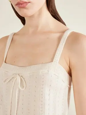 FRAME Charm Knotted Knit Cashmere Tank - Neutrals
