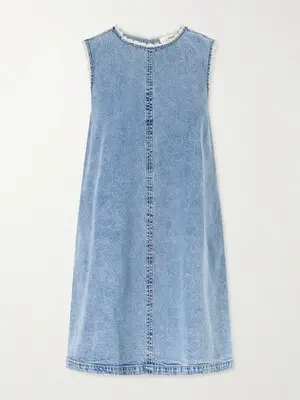 FRAME Crochet Tide Organic Cotton-blend Mini Dress - Blue