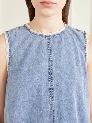 FRAME Crochet Tide Organic Cotton-blend Mini Dress - Blue