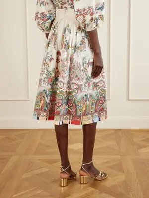 Etro Paisley-print Cotton-poplin Midi Skirt