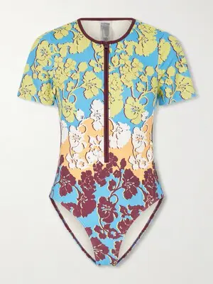 ALEMAIS Splice" Printed Half-zip Open-back One-piece Swimsuit - Multi