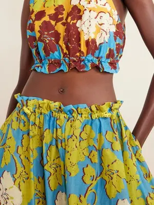 ALEMAIS Splice Floral-print Cotton And Silk-blend Midi Skirt - Multi