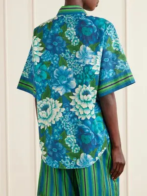 ALEMAIS Margo Striped Floral-print Organic Cotton-voile Shirt - Multi