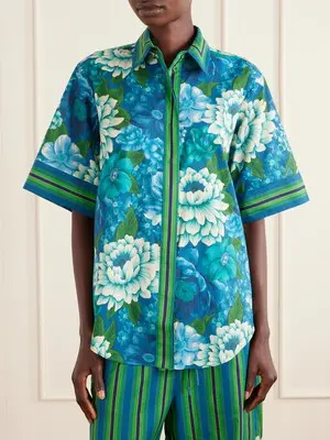 ALEMAIS Margo Striped Floral-print Organic Cotton-voile Shirt - Multi