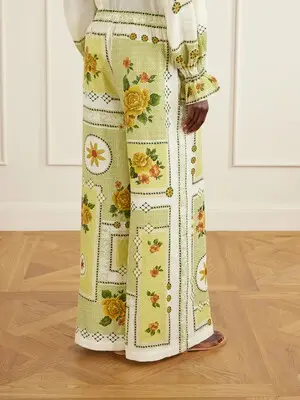ALEMAIS Dixie Floral-print Wide-leg Linen Pants