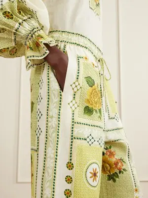 ALEMAIS Dixie Floral-print Wide-leg Linen Pants