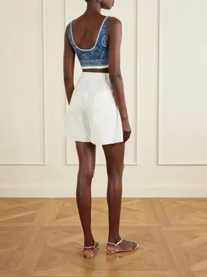 ALEMAIS Lucky' Cropped Printed Linen Top