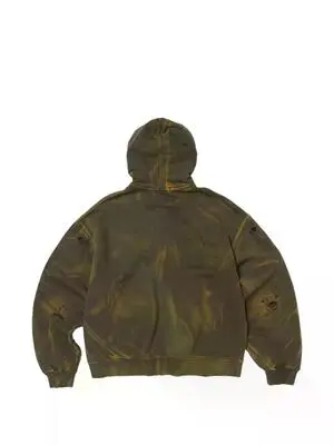 THUG CLUB Distressed Zip-fastening Hoodie - Green