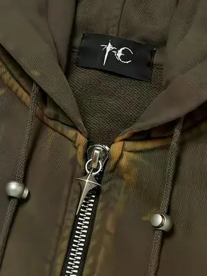 THUG CLUB Distressed Zip-fastening Hoodie
