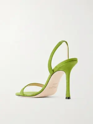 JIMMY CHOO Jenn 100 Suede Sandals - Green